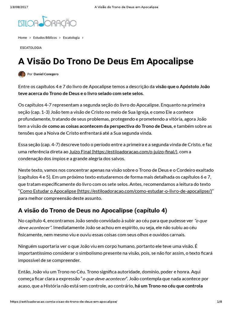 A Visão Do Trono De Deus Em Apocalipse Pdf Livro Do Apocalipse