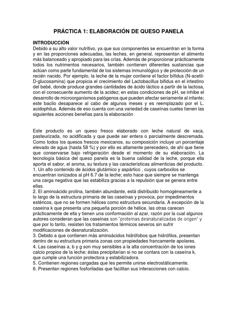 Reporte de Practica Elaboración de Queso | PDF | Leche | Desnaturalización (bioquímica)