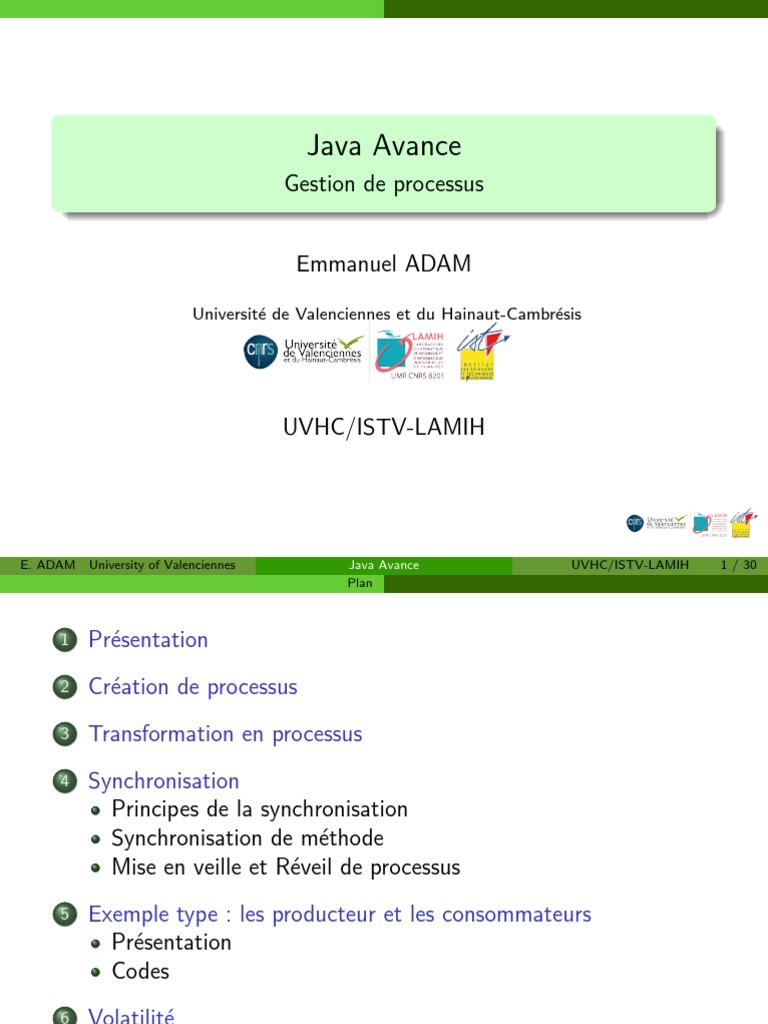 Java Avance - Gestion de Processus | Thread (informatique) | Java ...