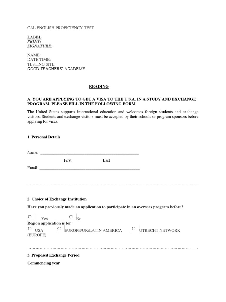 Cal English Proficiency Test | PDF | Language Acquisition ...