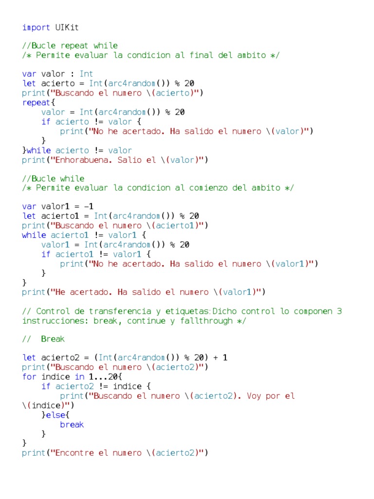 Swift - Bucles While - Repeat While | PDF
