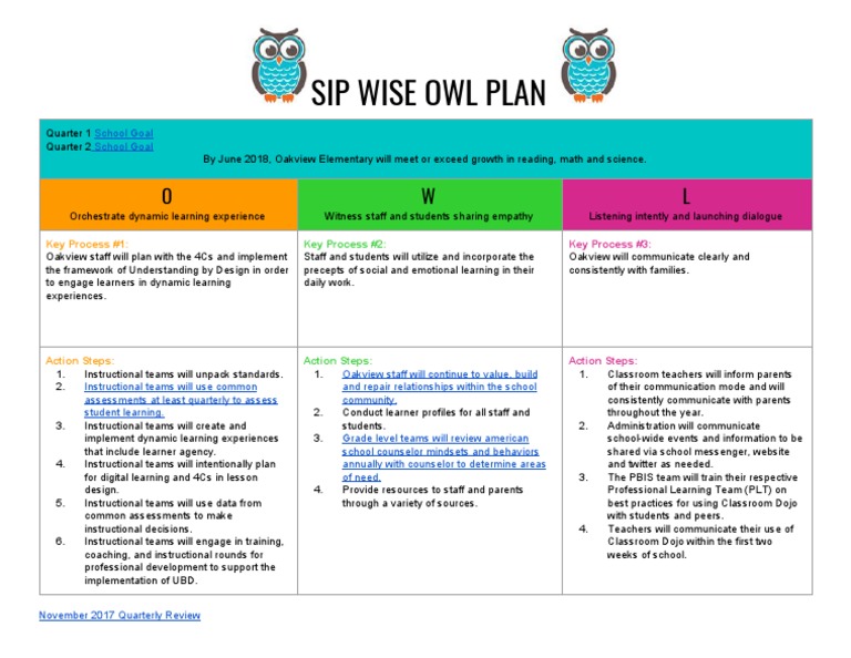 Sip Wise Owl Plan | PDF | Educational Assessment | School Counselor