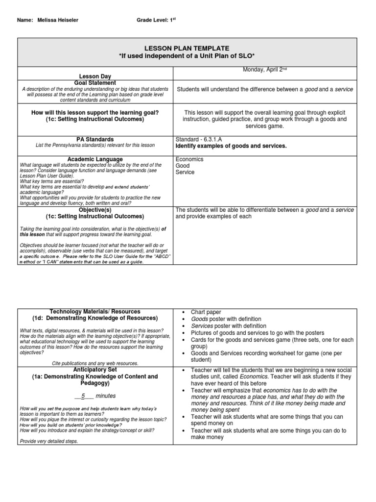 economics - goods and services day 1 full lesson | Lesson Plan ...