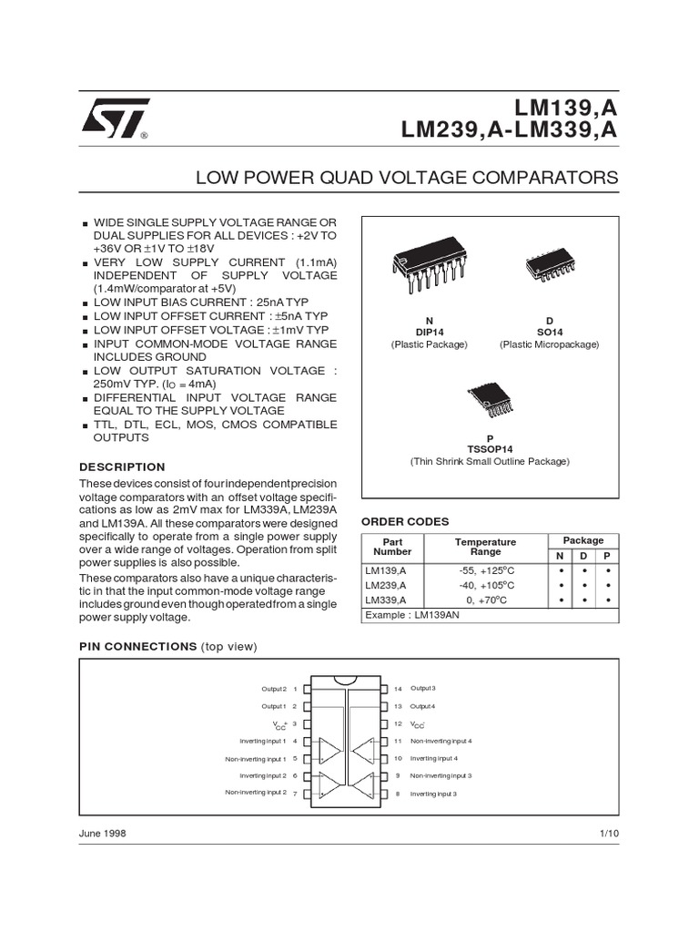 lm339 PDF | PDF | Electrical Engineering | Electrical Components