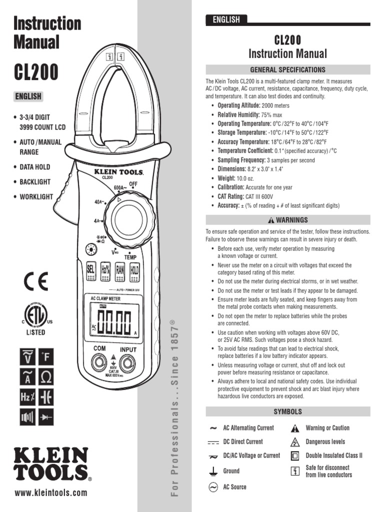 Cl200 Instructions | PDF | Electric Current | Electrical Resistance And ...