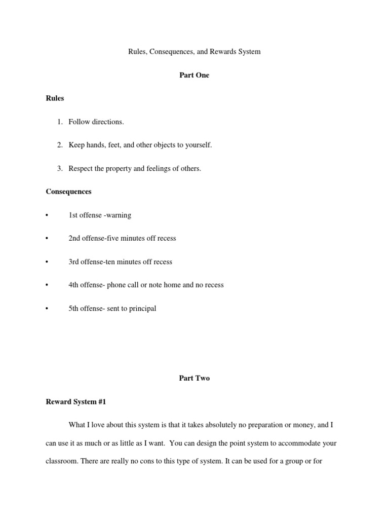 Classroom Rules, Rewards, and Consequences | PDF | Classroom Management ...