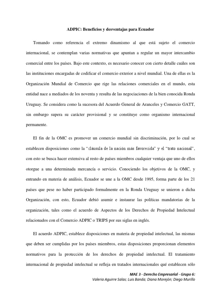 ADPIC Beneficios y Desventajas | PDF | Acuerdo de viajes | Organización ...
