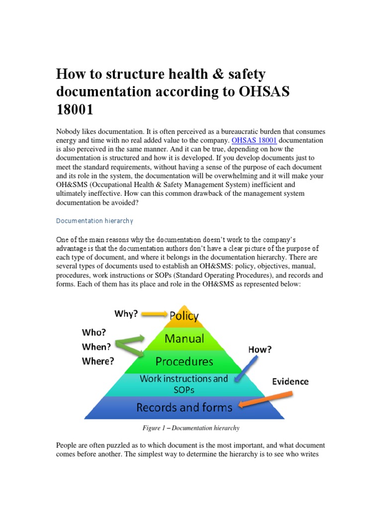 How To Structure Health & Safety Documentation According To OHSAS 18001 ...