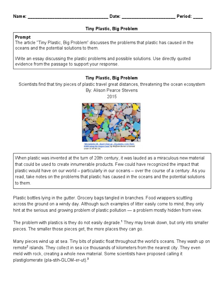 Tiny Plastic Big Problem 1 Pdf Plastic Chemicals