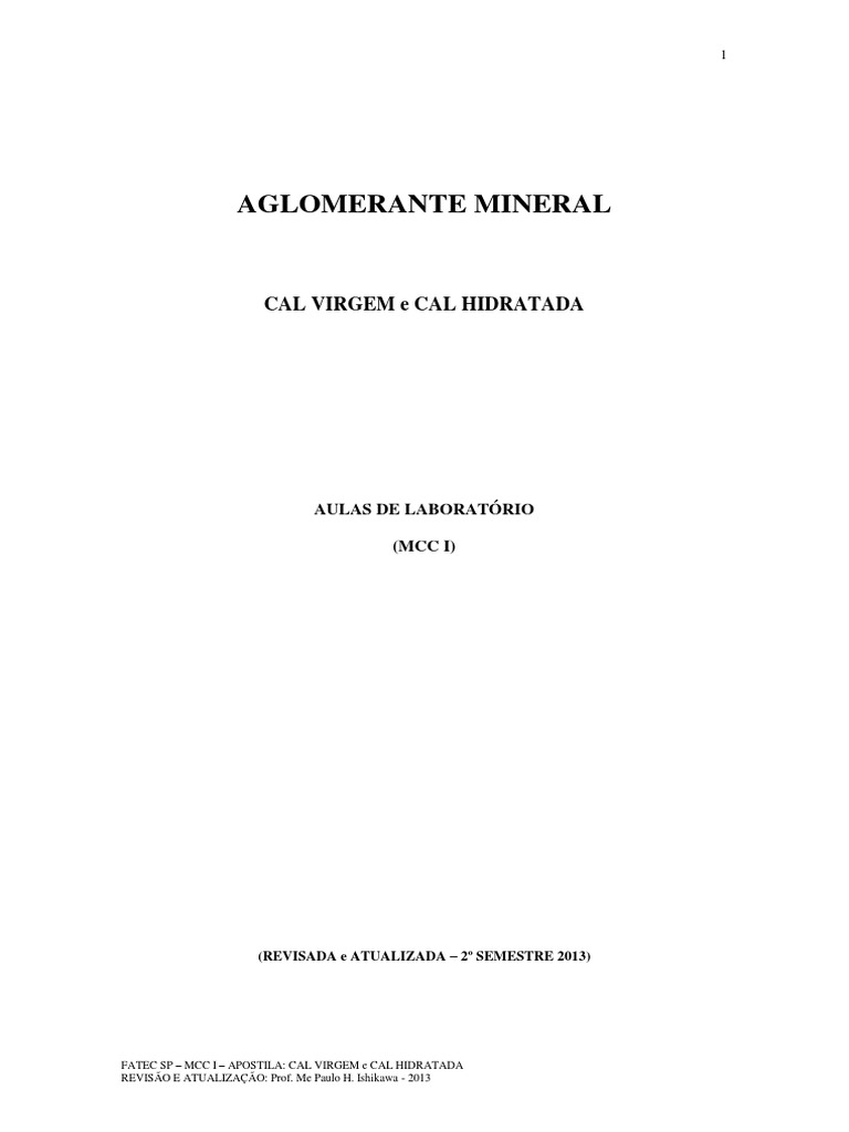 APOSTILA Aglomerante Aéreo Cal | Download grátis PDF | Calcário ...