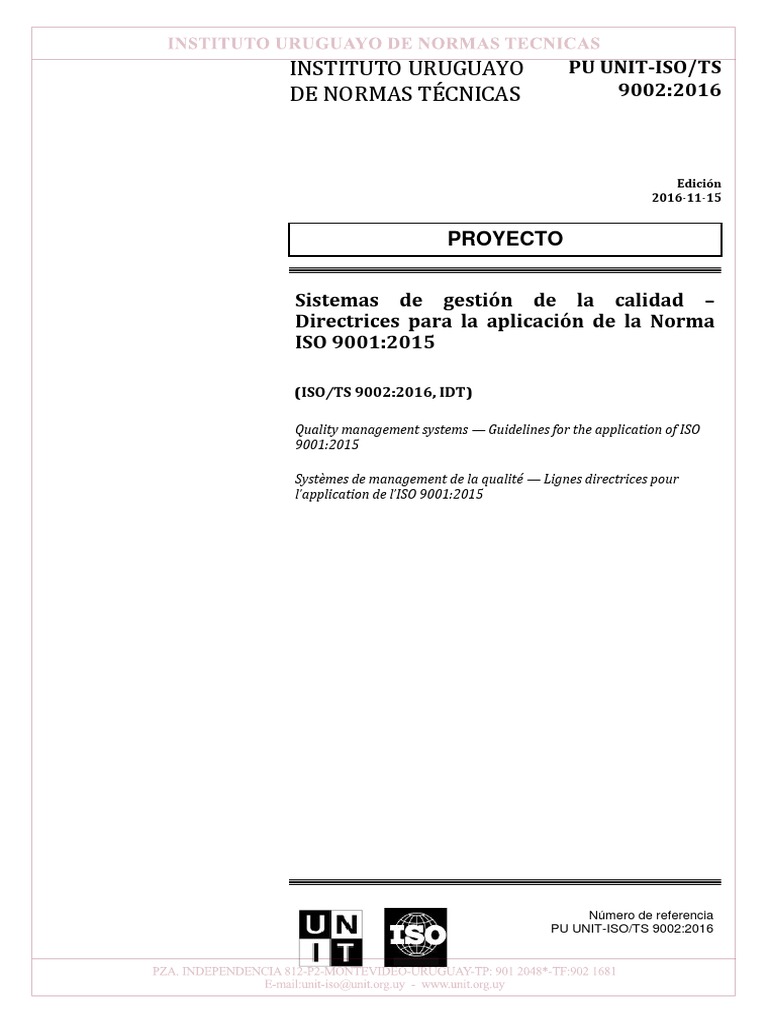 ISO 9002 2016 TS Uruguay | PDF | Organización internacional para la ...