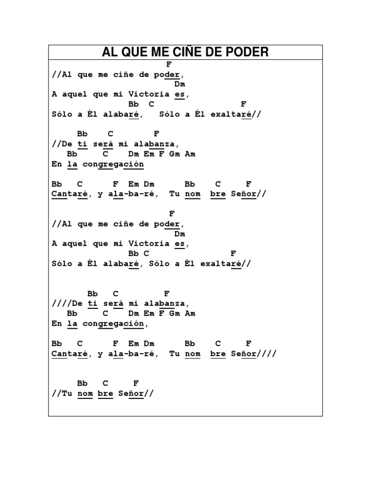 Acordes y letra: Al que me ciñe de poder | PDF