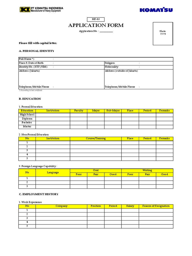 HR-03 Application Form | Business