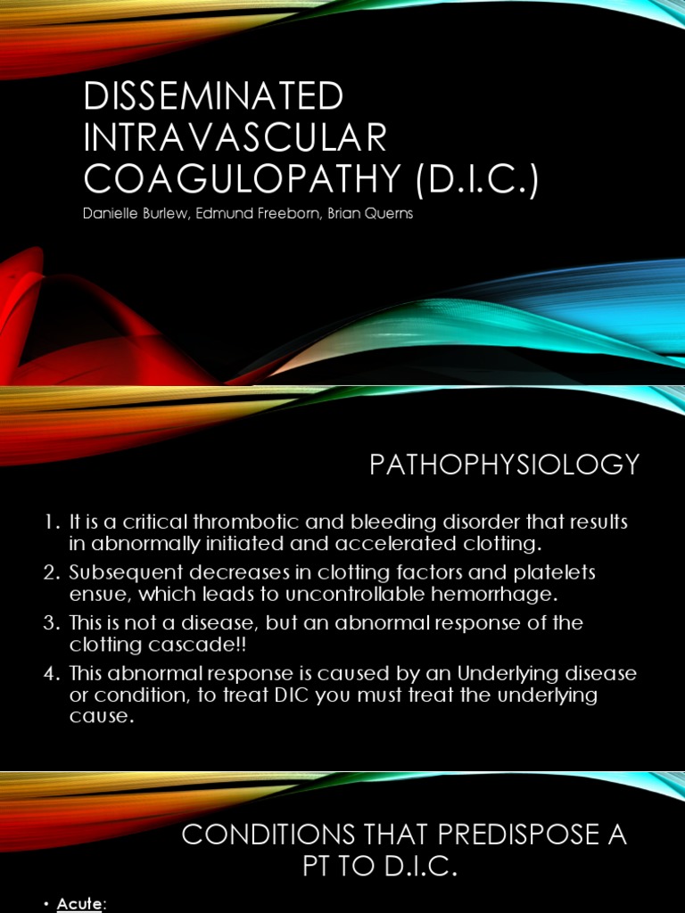 Disseminated Intravascular Coagulopathy Dic 1 1 | PDF | Coagulation | Thrombosis