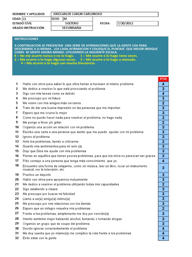 Escala de Afrontamiento para Adolescentes Acs | PDF | Felicidad | Ocio