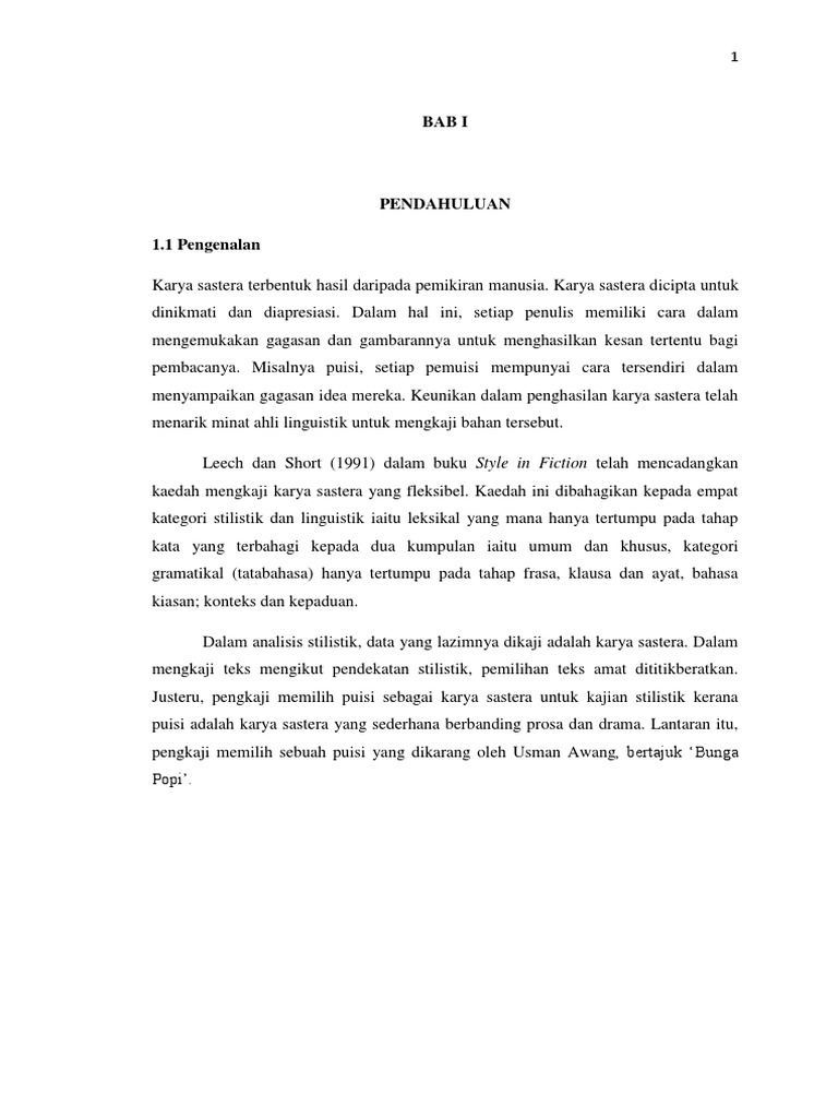 Analisis Puisi "Bunga Popi" Usman Awang | PDF | Puisi | Klasik