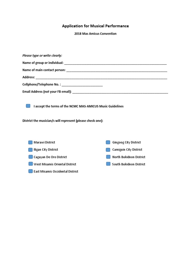 Application For Musical Performance | PDF | Musical Compositions ...