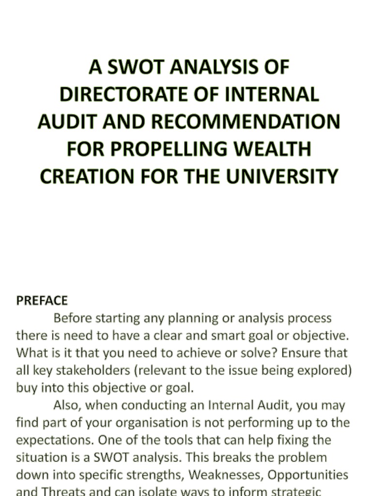 Directorate of Internal Audit A Swot Analysis | PDF