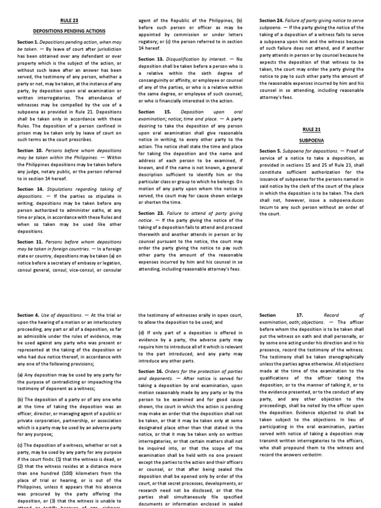 Rule 23 | PDF | Deposition (Law) | Witness