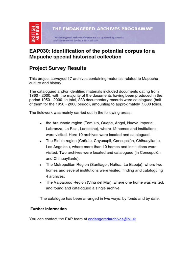 Eap030 Survey Fonds PDF | PDF | Chile | Languages