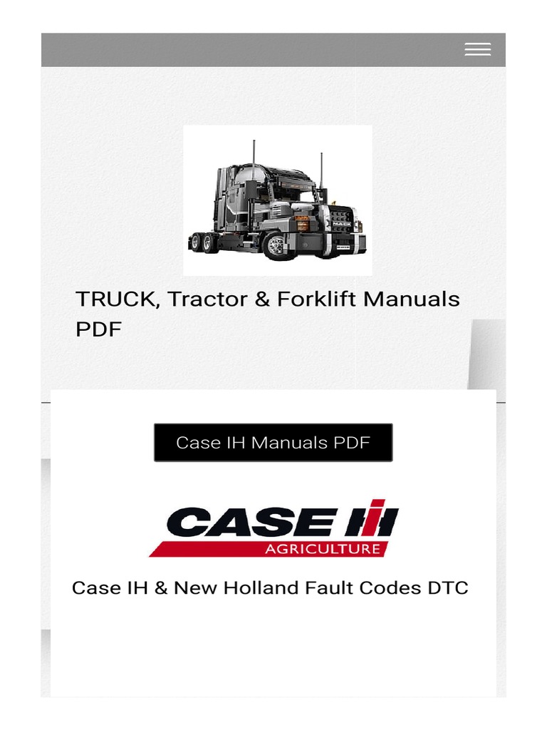 Case IH & New Holland Fault Codes DTC - Truck - Tractor & Forklift ...