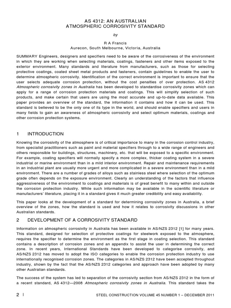 As 4312 Guide - An - Australian Atmospheric Corrosivity Guide | PDF ...