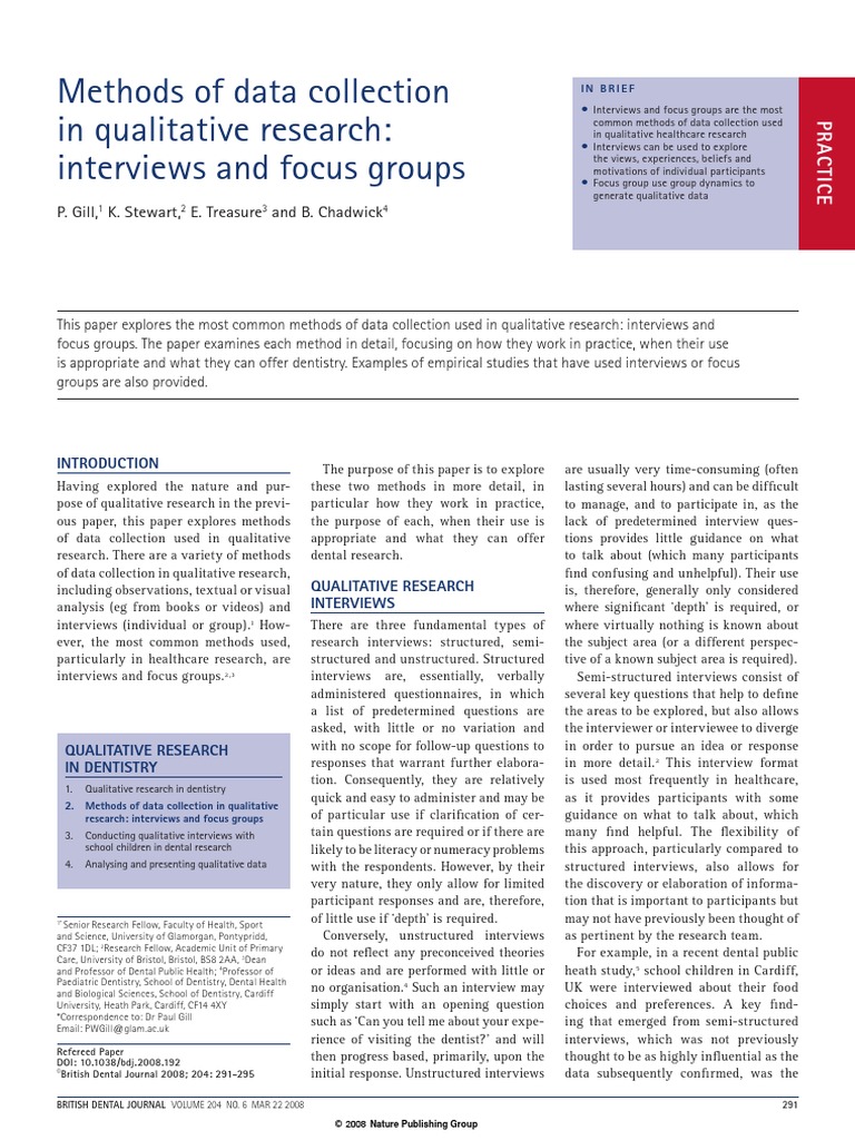 Methods of Data Collection in Qualitative Research - Interviews and ...