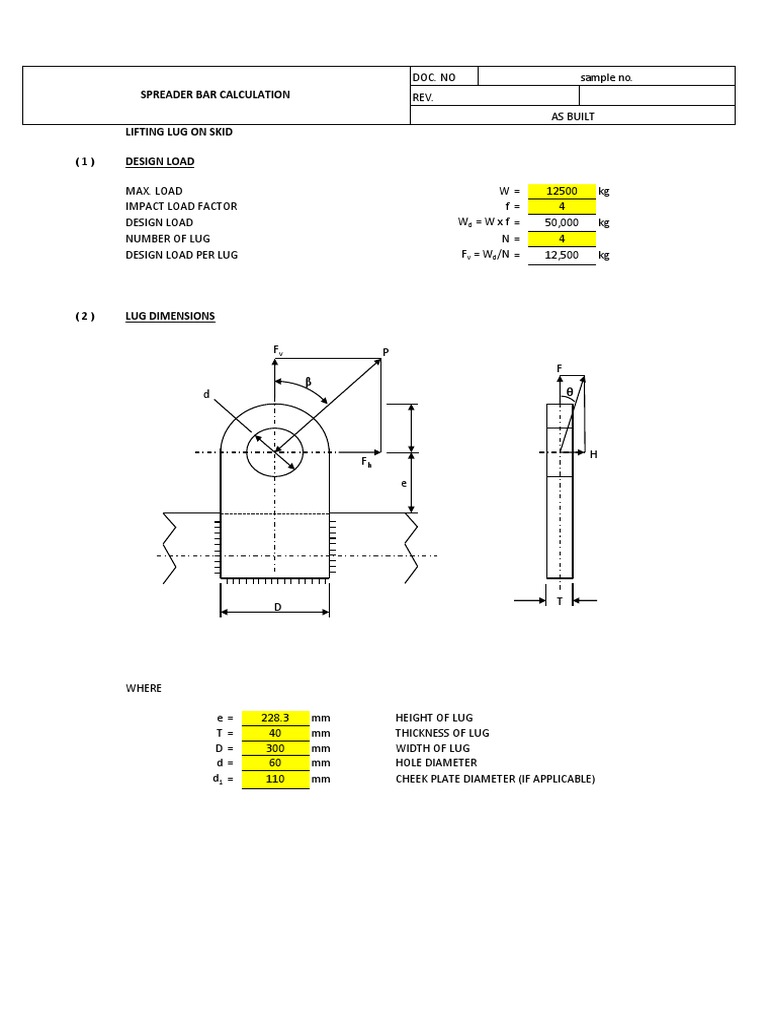 Lifting Lug Calculation | PDF
