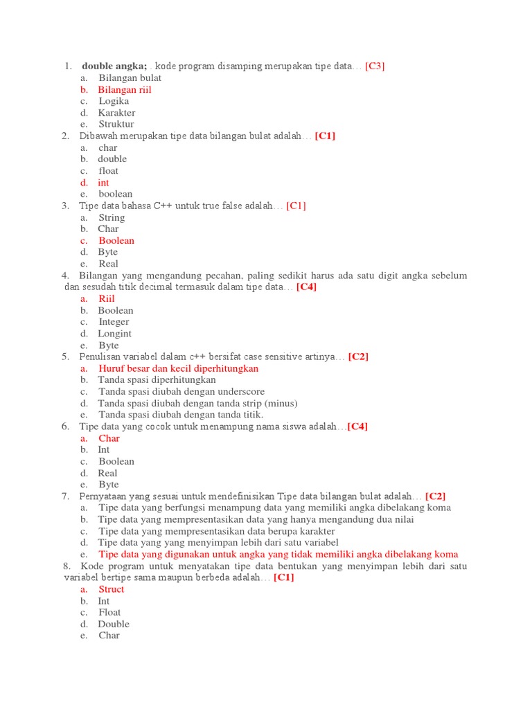 Soal Pemrograman Dasar 1 | PDF