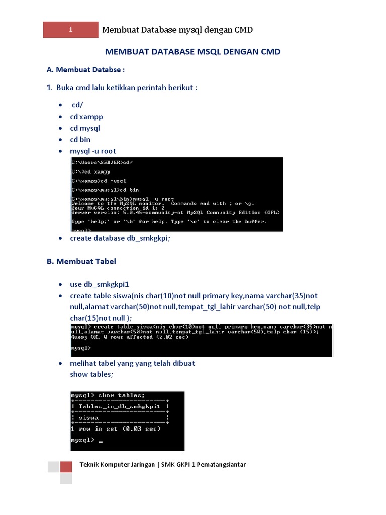 Membuat Database Menggunakan CMD | PDF
