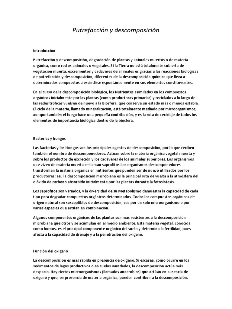 Putrefacción y Descomposición | PDF | Descomposición | Roca ígnea