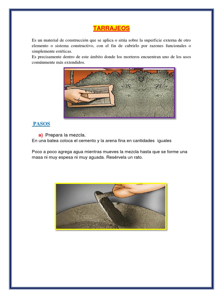 Pasos para Realizar Un Tarrajeo | PDF | Cemento | Mortero (Albañilería)