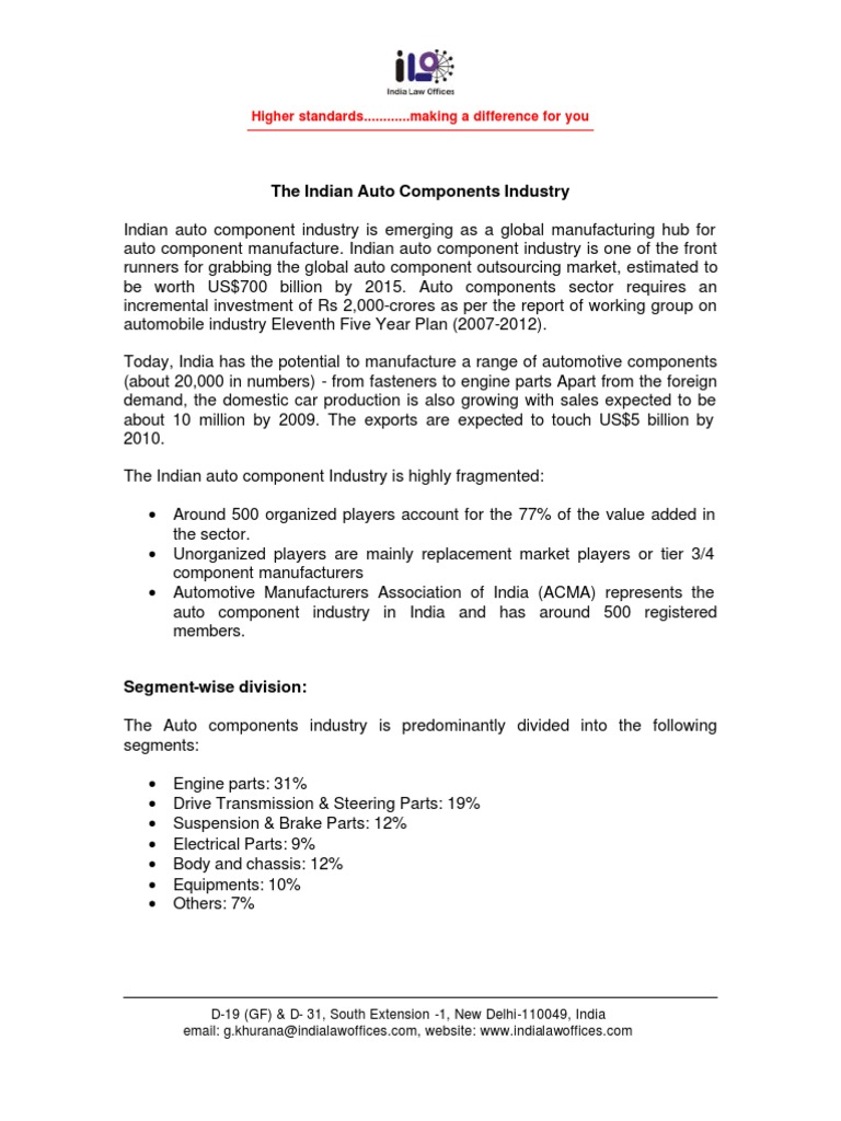 Indian Auto Components Industry Overview | PDF | Car | Automotive Industry