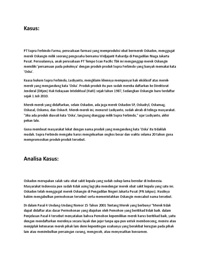 Kasus Hak Merek HAKI | PDF