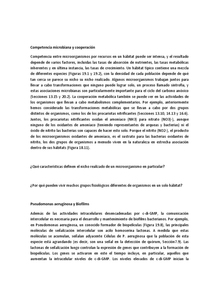 Competencia Microbiana y Cooperación | PDF | Biopelícula | Pseudomonas ...