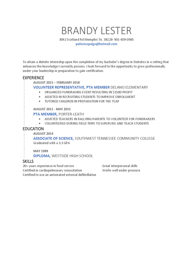 Brandy Lester Resume Only | PDF