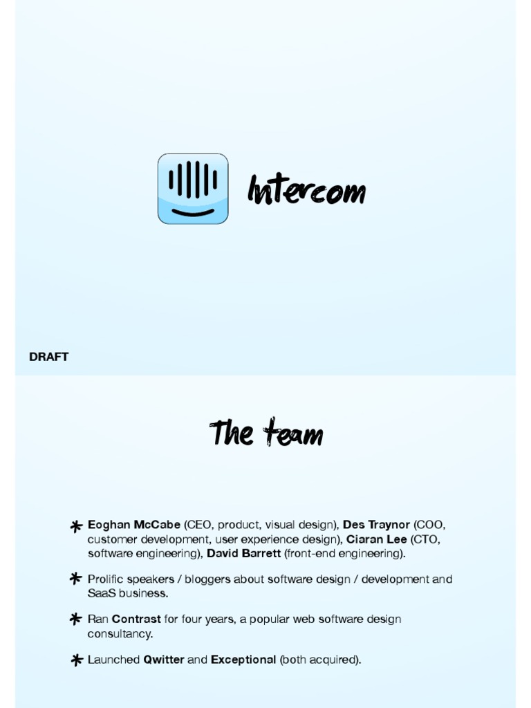 Intercom First Pitch Deck PDF | PDF | Customer Relationship Management ...