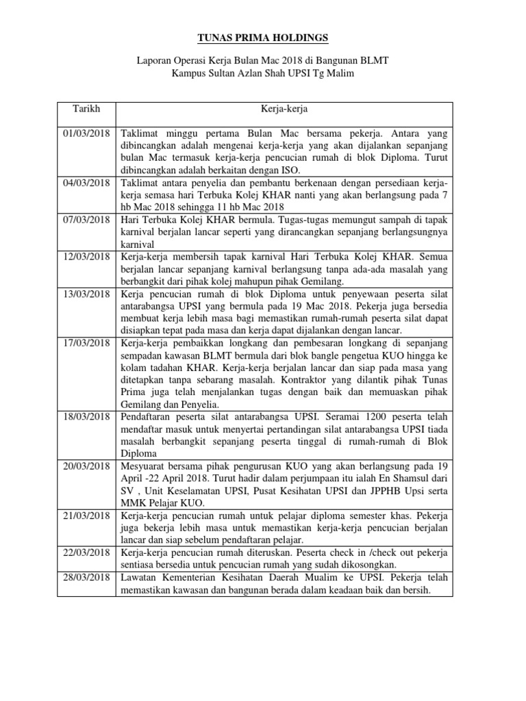 Contoh Laporan Kemajuan Kerja | PDF