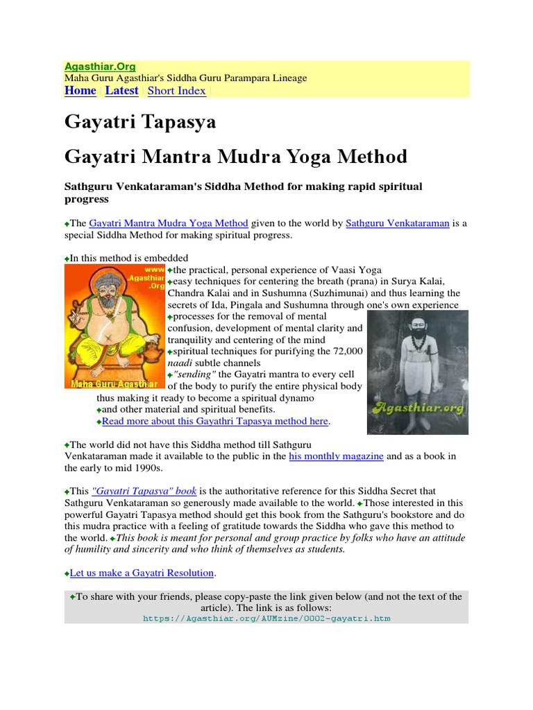 Gayatri Mantra Mudra | PDF | Meditation | Spirituality