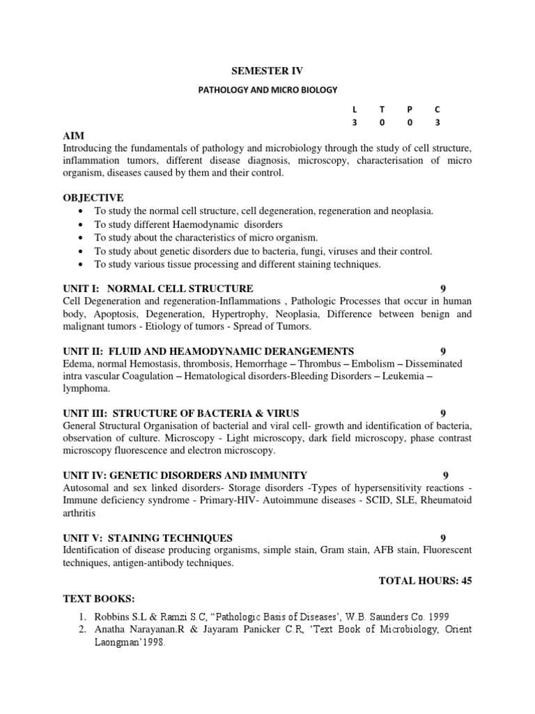 P&M Syllabus | PDF | Pathology | Neoplasms