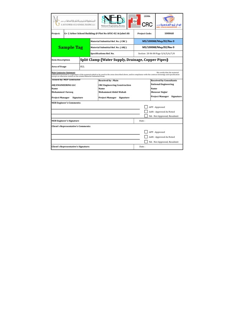 Sample Tag 02 R0 Split Clamp MEP | PDF | Intellectual Works | Engineering