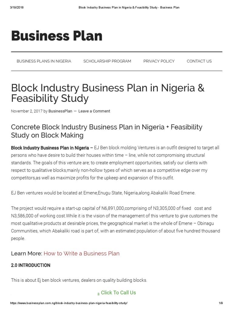Block Industry Business Plan in Nigeria & Feasibility Study - Business ...