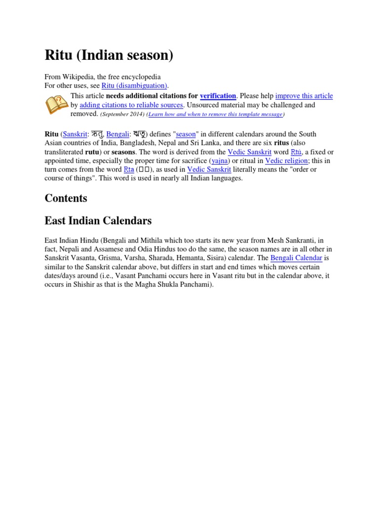 Ritu (Indian Season) | PDF | Indian Religions | South Asia