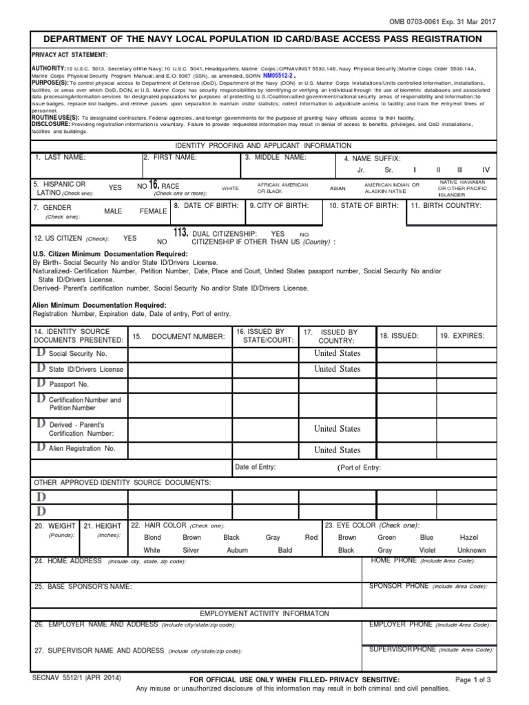Secnav 5512 Form 2023 - Printable Forms Free Online