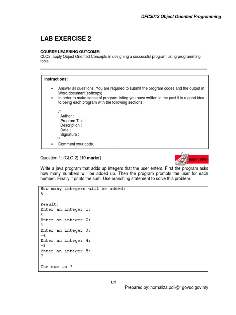 Lab Exercise 2: Course Learning Outcome | PDF | Array Data Structure ...