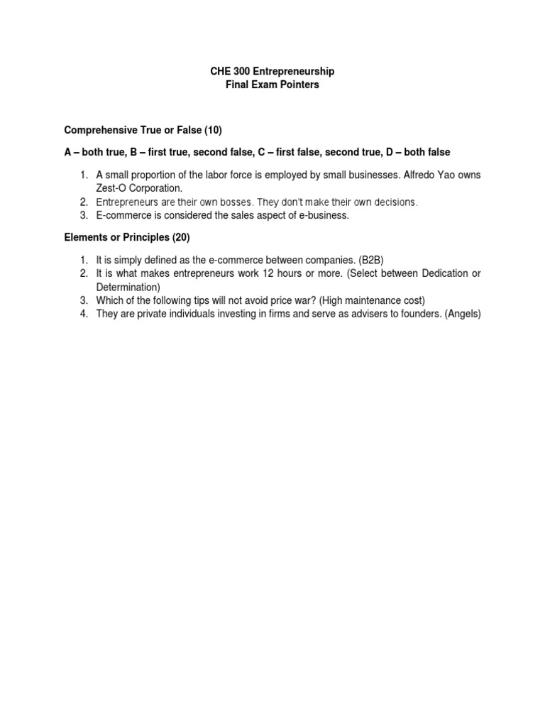 Entrep Final Exam | PDF