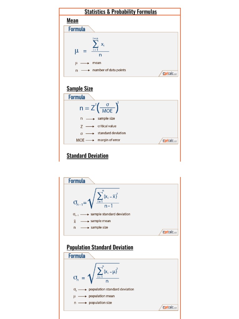 Statistics Probability Formula | PDF