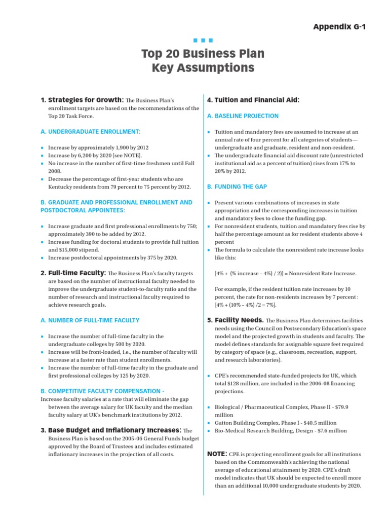 Top 20 Business Plan Key Assumptions: 1. Strategies For Growth: 4 ...