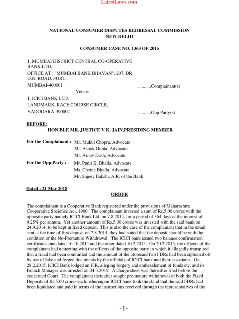 National Consumer Disputes Redressal Commission's Judgment | PDF ...