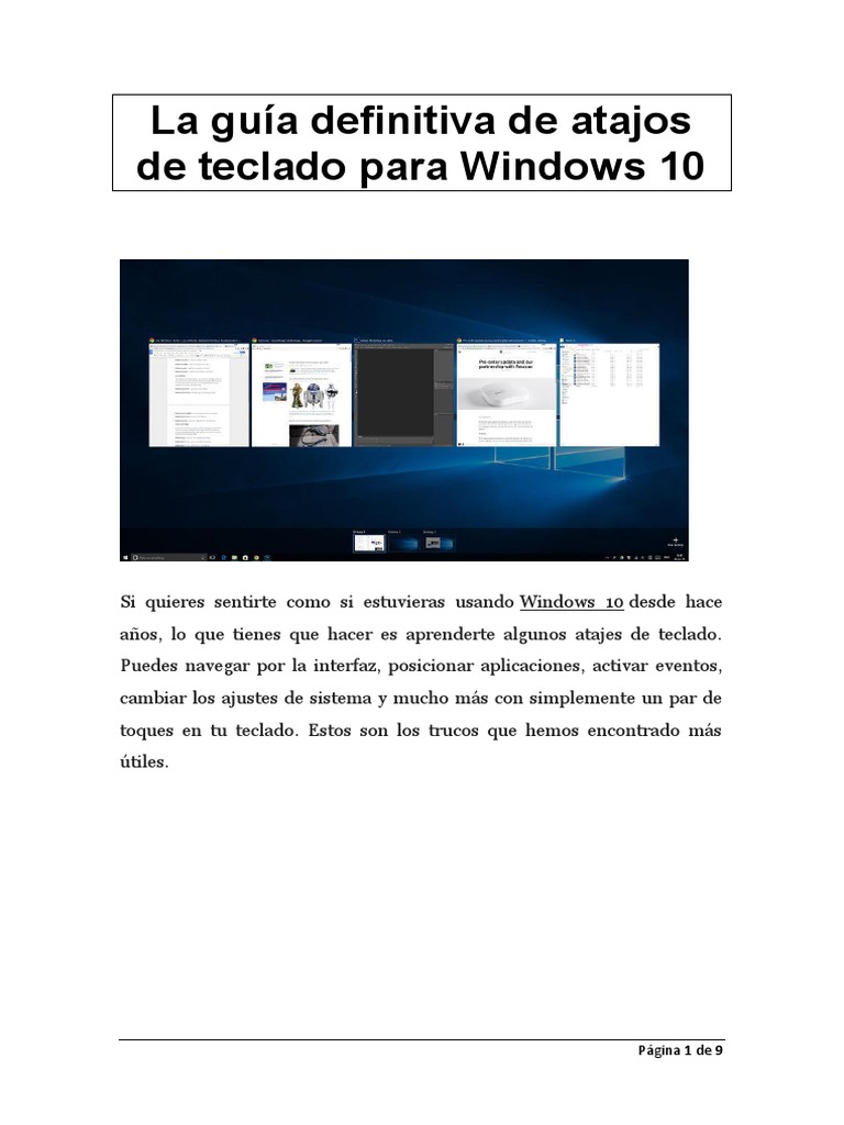 Atajos de teclado esenciales en Windows 10 | PDF | Windows 10 | Ventana ...